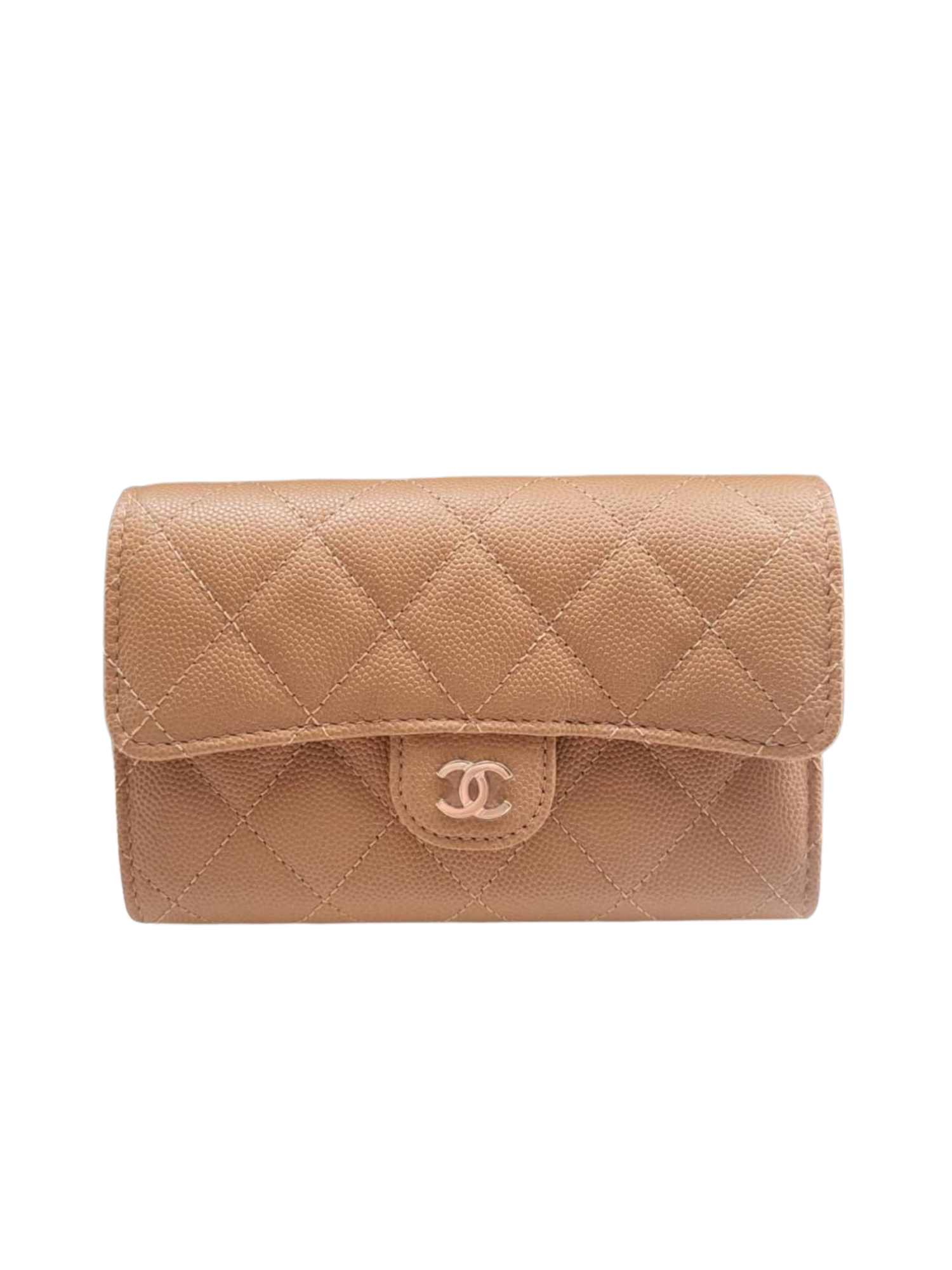 Chanel Wallet Caviar Beige Gold Hardware