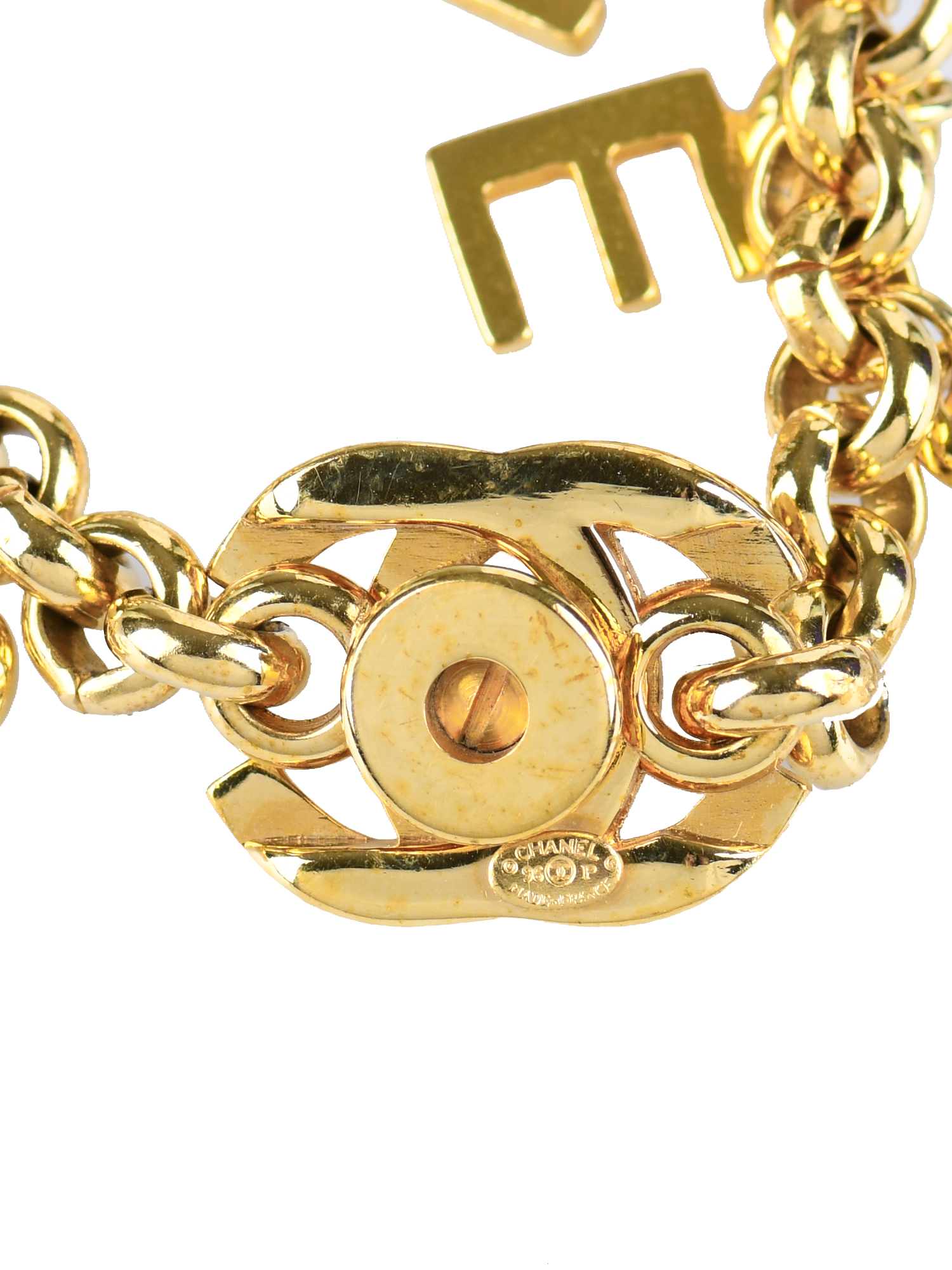 Chanel CC Logos Turnlock Motif Charm Gold Chain Bracelet